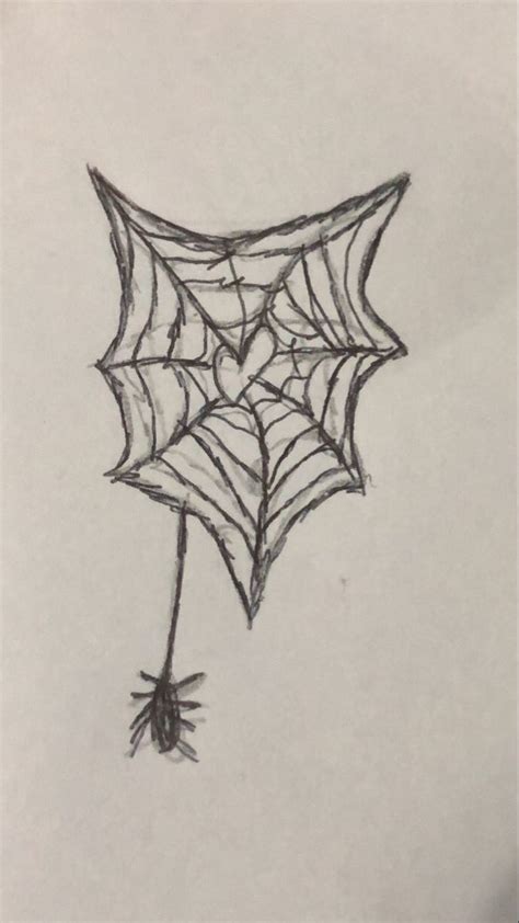 A Drawing Of A Spider Web Hanging Upside Down