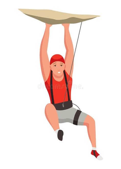 Mountain Climbing Person Climber Men On Rock Mountain With Equipment