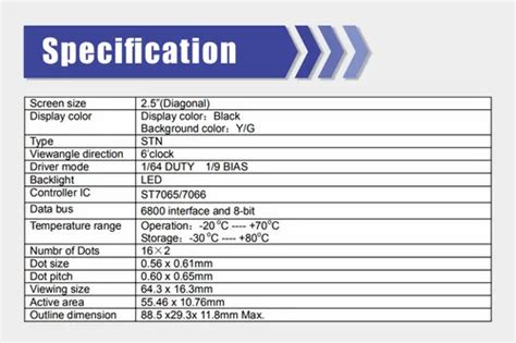 16x2 Character Cob Lcd Display Module For Industrial Dimension 88