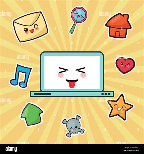 Kawaii Computer Technology Image Stock Vector Image And Art Alamy