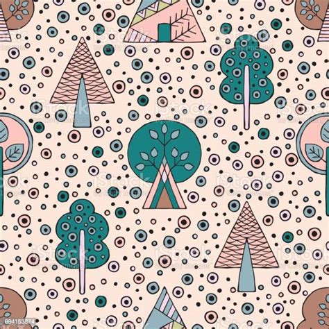 벡터 손으로 그려진된 완벽 한 패턴 장식 양식된 유치 한 나무 낙서 스타일 부족 그래픽 그림입니다 장식 귀여운 손 그림 낙서 만화 스케치 완벽 한 패턴의 시리즈 가을에 대한