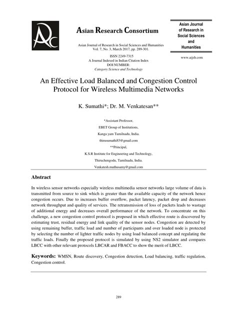Pdf An Effective Load Balanced And Congestion Control Protocol For Wireless Multimedia Networks