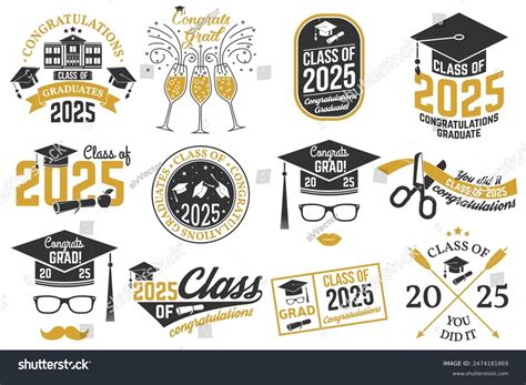 Set Class 2025 Badges Concept Shirt Stock Vector Royalty Free