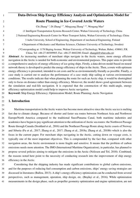 Pdf Data Driven Ship Energy Efficiency Analysis And Optimization