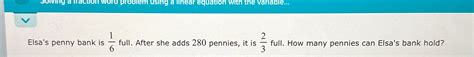 Solved Soiving A Rraction Word Problem Using A Inear