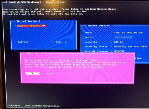 Unable To Format Ssd In A Security Frozen State Sandisk Dashboard