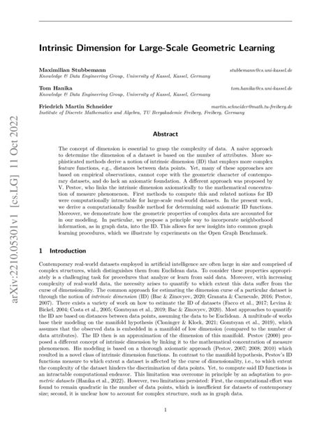 Intrinsic Dimension For Large Scale Geometric Learning Deepai