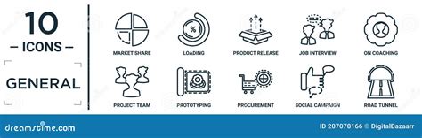 General Linear Icon Set Includes Thin Line Classification Building