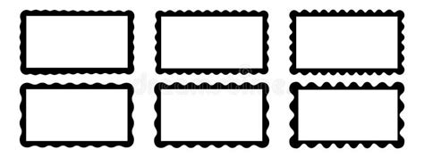 Set Of Rectangle Frames With Wavy Edges Rectangular Frameworks With Scallop Borders Stock