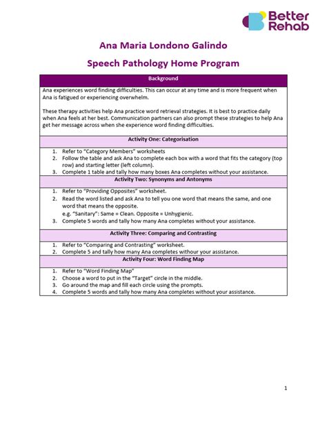Ana Maria Londono Galindo Therapy Home Program Pdf Human Communication Cognition