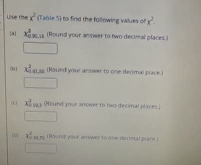 Solved Use the χ Table to find the following values of Chegg com
