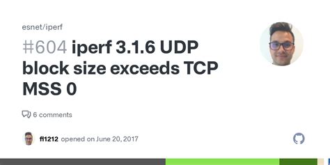 Iperf 3 1 6 UDP Block Size Exceeds TCP MSS 0 Issue 604 Esnet Iperf