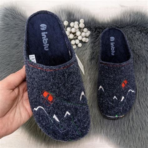 Хатні капці жіночі Inblu фетрові на поліуретановій підошві сині 4320