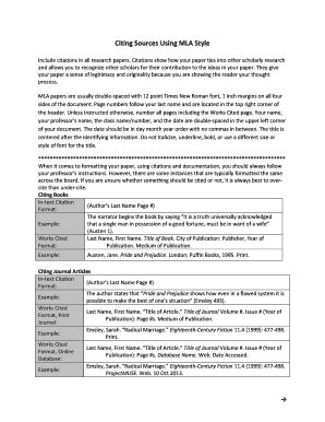 Fillable Online Citing Sources Using MLA Style Fax Email Print PdfFiller