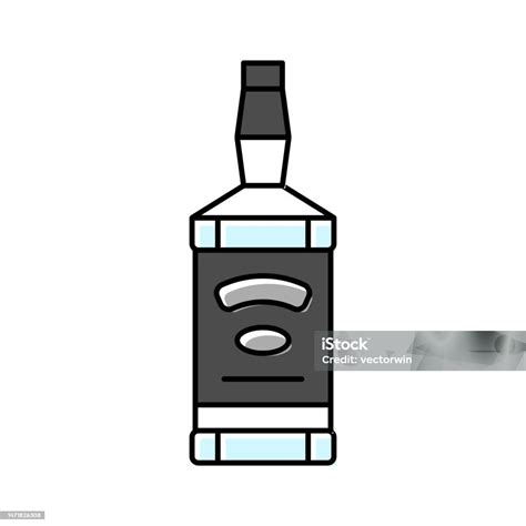 Whiskey Glass Bottle Color Icon Vector Illustration Stock Illustration