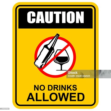 Caution No Drinks Allowed Sign Vector Stock Illustration Download