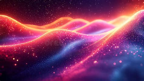 Vibrant Flowing Waves With Glowing Lights And Sparkling Particles Create Mesmerizing Visual