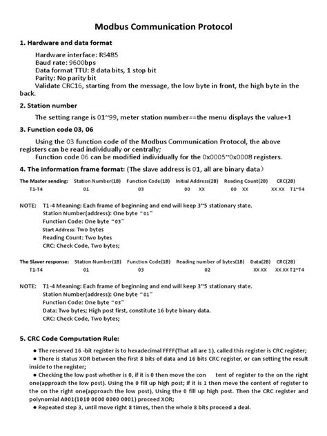 modbus communication protocol 1 hardware and data format pdf telecommunications computer