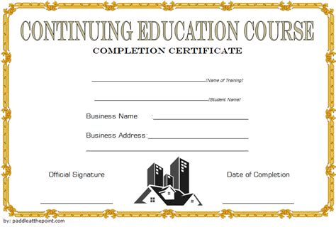 Continuing Education Certificate Template Continuing Education Certificate Of Completion