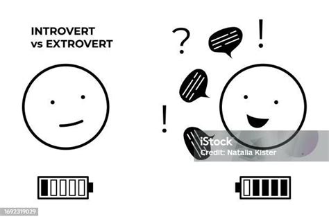내향적인 사람과 외향적인 사람의 대화 벡터 그림입니다 성격과 성격의 개념 개인의 사회 사회에서의 행동 과시함에 대한 스톡 벡터 아트 및 기타 이미지 Istock