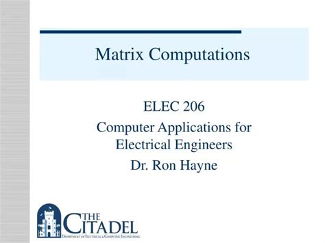 PPT Matrix Computations PowerPoint Presentation Free Download ID 5291835