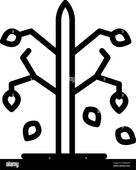 Simple Black Line Design Of A Stylized Tech Tree With Branches And Network Connection Nodes