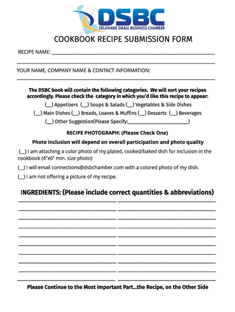 Fillable Online Recipe Submission Form Fax Email Print Pdffiller