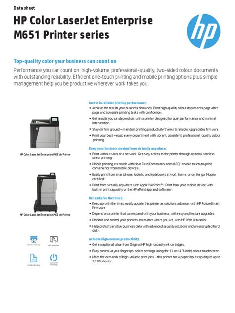 hp color laserjet enterprise m651 printer series top quality color your business can count on