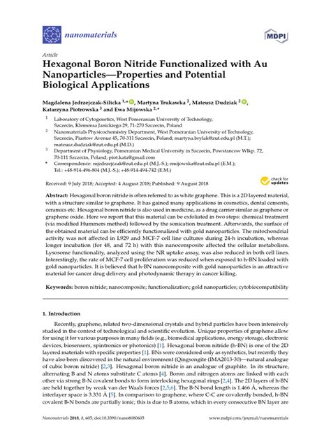 Hexagonal Boron Nitride Functionalized With Au Nanoparticles Pdf