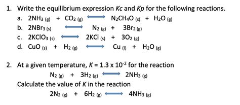 Solved Write The Equilibrium Expression Kc And Kp For The Chegg
