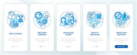 Reproductive Rights Blue Onboarding Mobile App Screen Gender Equality Walkthrough Steps
