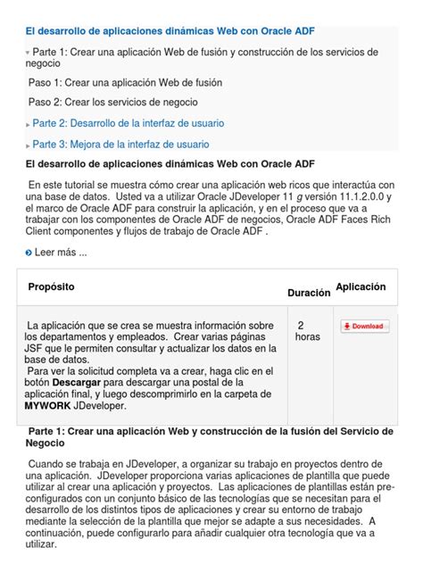el desarrollo de aplicaciones dinámicas web con oracle adf descargar