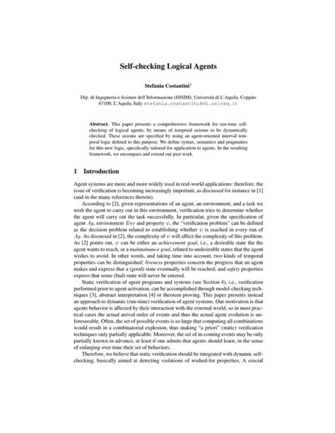 Self Checking Logical Agents Ceur