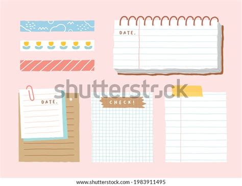 Cute Memo Template Collection Striped Notes Stock Vector Royalty Free Shutterstock
