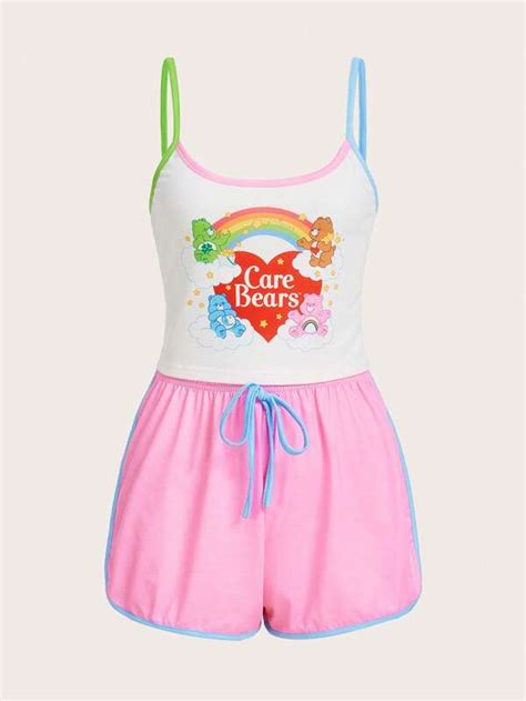 Romwe X Care Bears Cartoon Graphic Contrast Binding Pj Set Shein Usa