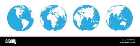 Earth Globe World Map Set Planet With Continents Vector Illustration