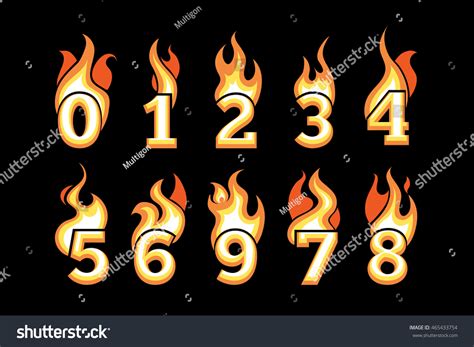 Vector Cartoon Icons Set Flaming Numbers Stock Vector Royalty Free 465433754 Shutterstock