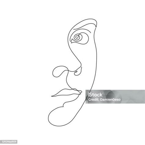 여성은 흰색 배경에 복고풍 스타일의 라인 아트를 직면합니다 선형 디자인 벡터 일러스트 레이 션 관능에 대한 스톡 벡터 아트 및 기타 이미지 Istock