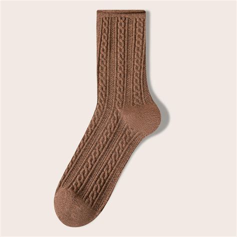 Zunfeo Womens Cotton Cable Knit Socks Comfortable Breathable Coffee