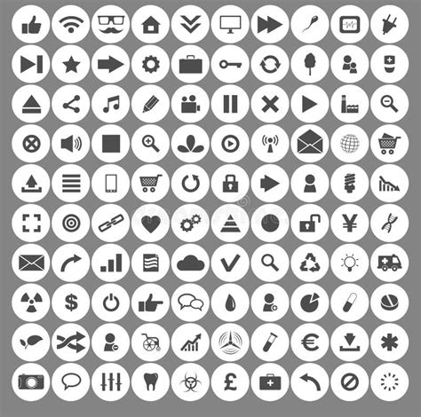 100 Icon Set Circle Icons For Social Networking Vector Illustration In Flat Stock Vector