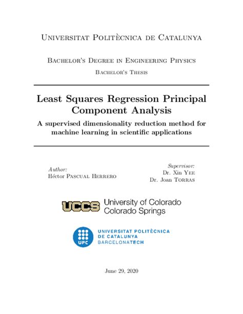 Pdf Least Squares Regression Principal Component Analysis