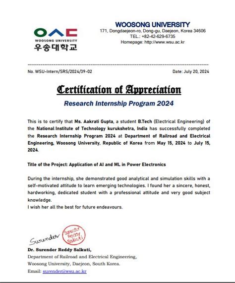 Aakrati Gupta On Linkedin Researchinternship Woosonguniversity