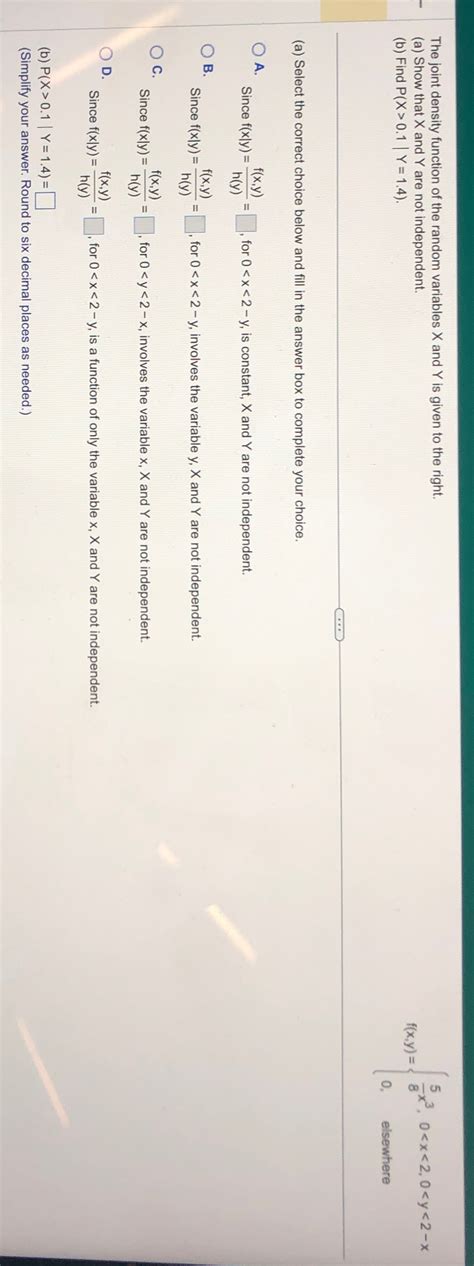 Solved The Joint Density Function Of The Random Variables X