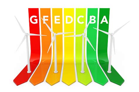 에너지 효율 등급 차트 위에 풍차 터빈입니다 3 차원 렌더링 0명에 대한 스톡 사진 및 기타 이미지 0명 개념 그래프 Istock