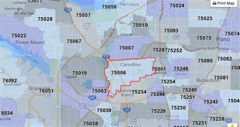 Dfw Zip Code Map Printable