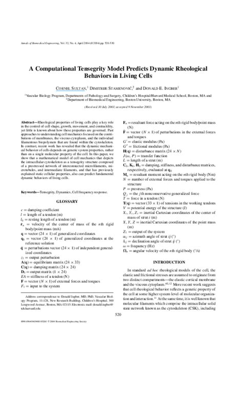 Pdf A Computational Tensegrity Model Predicts Dynamic Rheological Behaviors In Living Cells
