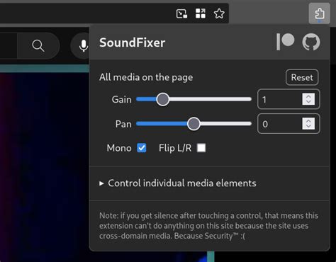 Github Valpackettsoundfixer A Webextension That Lets You Fix Sound Problems In Eg Youtube