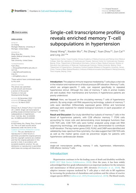 Pdf Single Cell Transcriptome Profiling Reveals Enriched Memory T