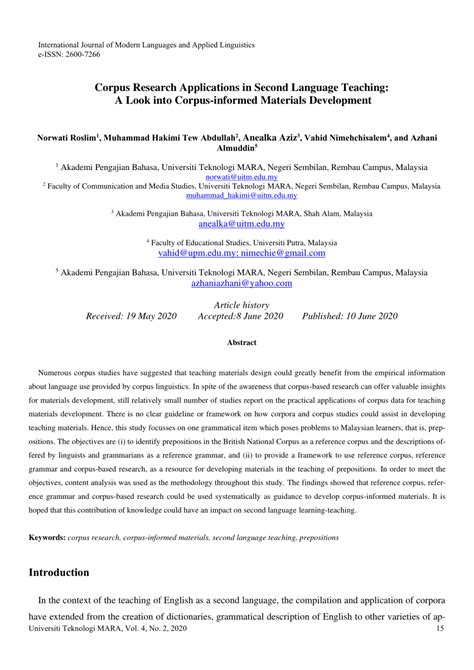 Pdf Corpus Research Applications In Second Language Teaching A Look Into Corpus Informed