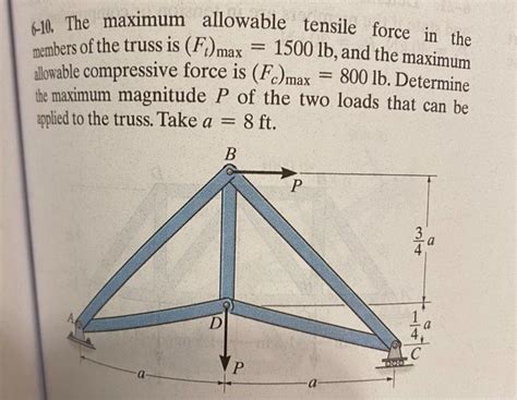 Solved 6 10 The Maximum Allowable Tensile Force In The